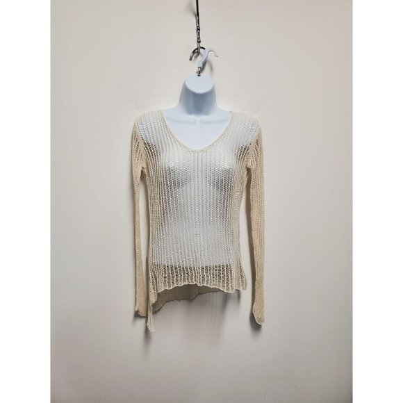 OST LONDON | Tops | Ost London Knit Blouse Womens Small Ivory Nude Boho ...